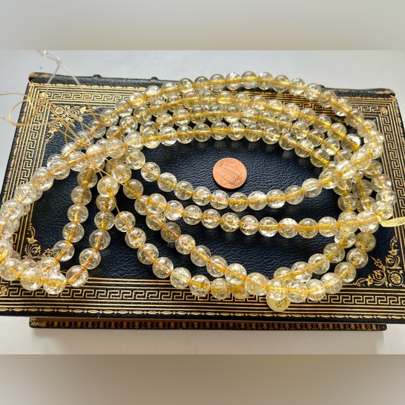 Office | Two Long 32 Strands Crackled Glass Beads Light Yellow 9mm ...